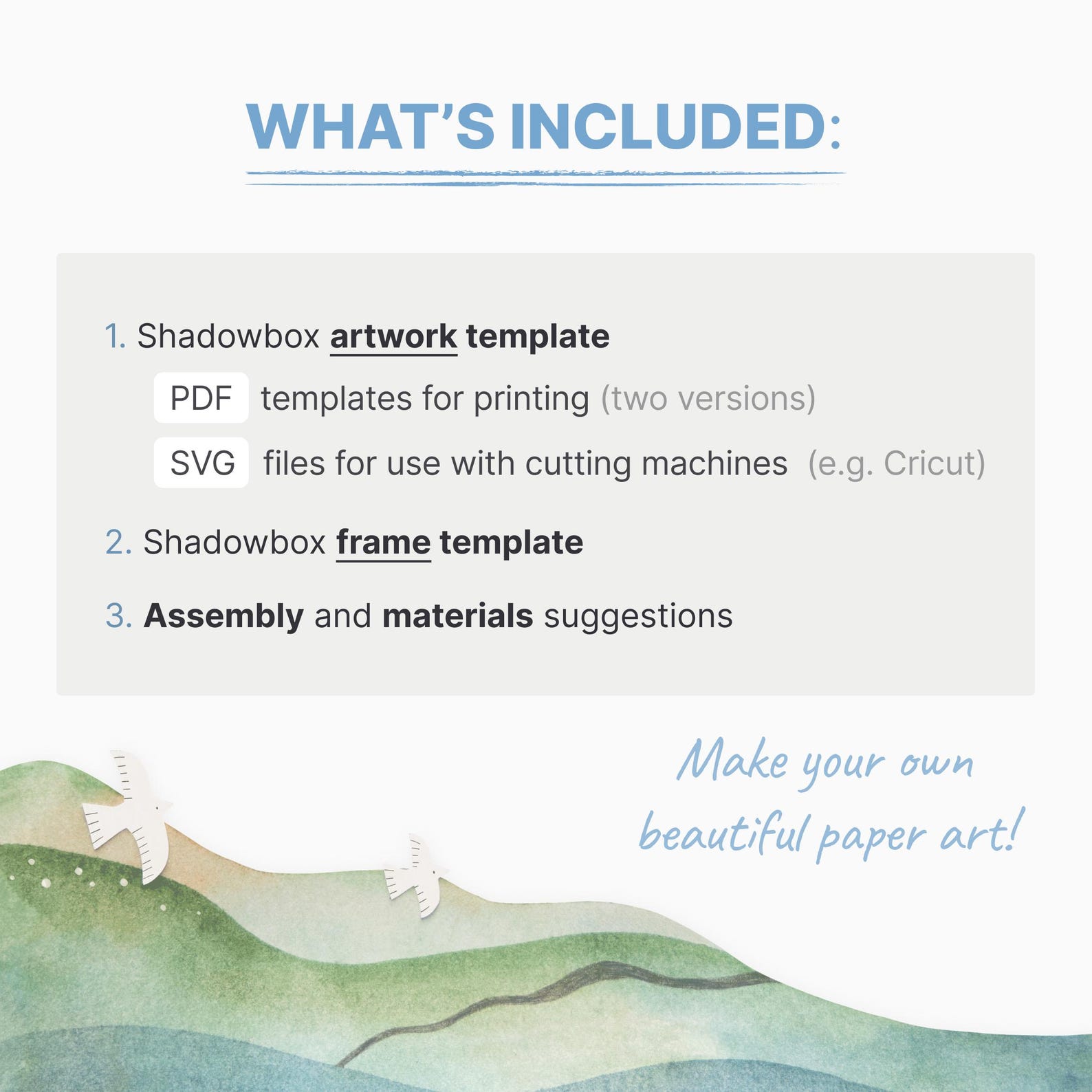 Sunset Landscape With Birds - Shadow Box Template - DYI Layered Paper ...
