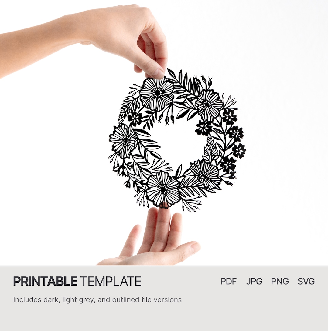 Wildflower Wreath Bouquet - Digital Papercut Template - PDF SVG JPG - Etsy