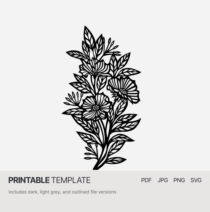 Flowers PDF SVG JPG Papercut Template Wildflower Meadow - Etsy