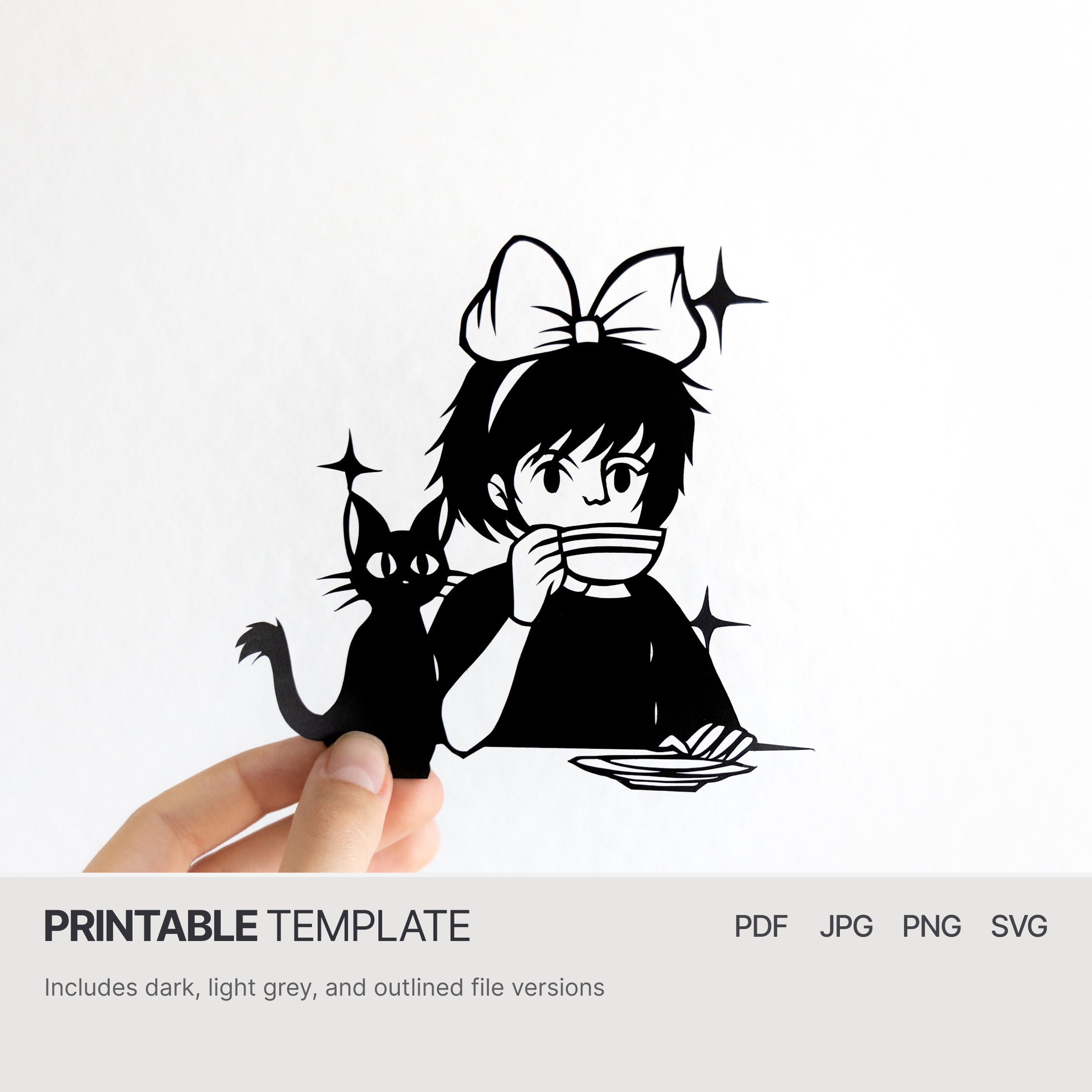 Kiki PDF SVG JPG Papercut Template - Etsy