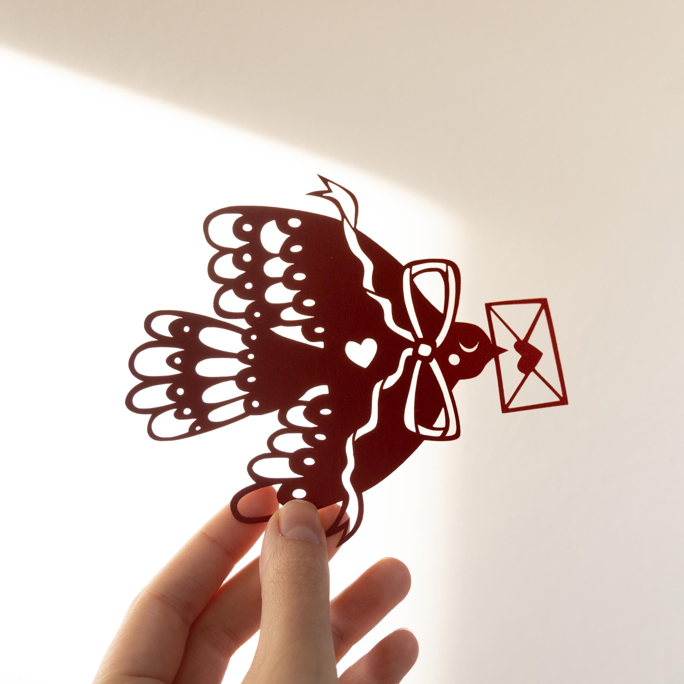 Valentine Bird - Digital Papercut Template - PDF SVG JPG - Etsy
