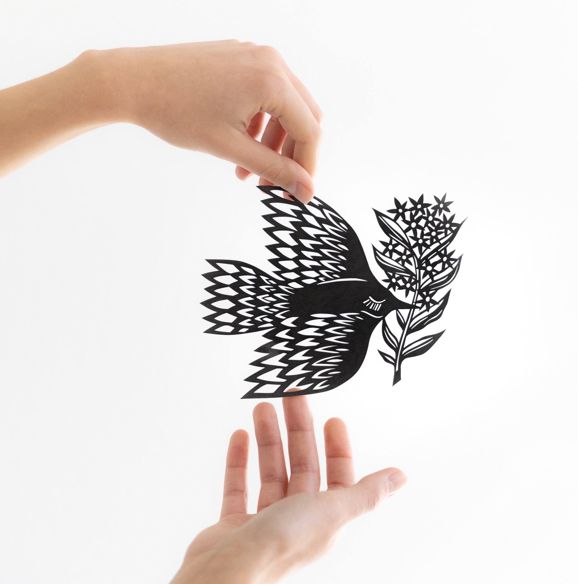 Peace Dove PDF SVG JPG Papercut Template Bird With Flowers - Etsy