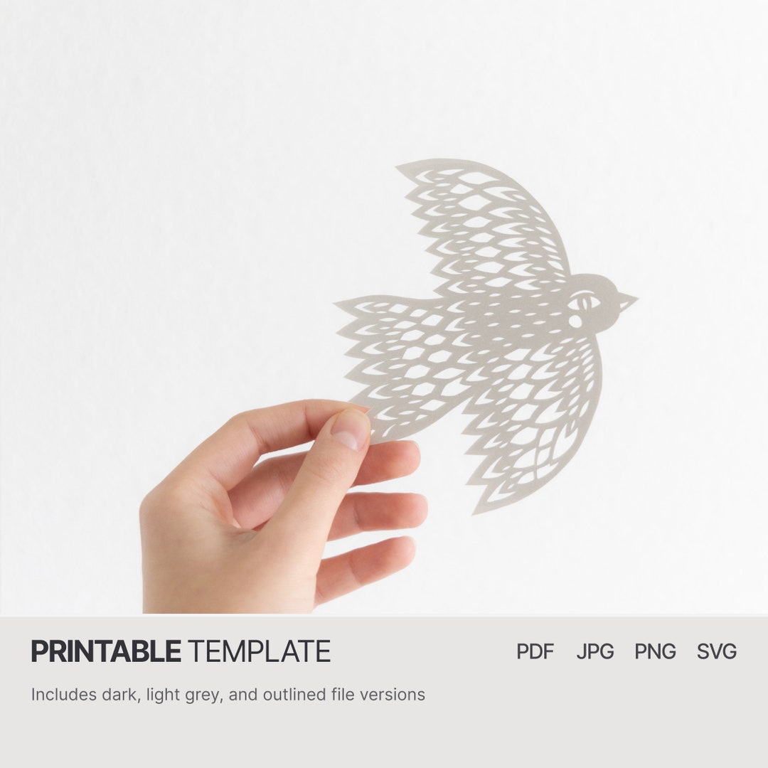 Small Bird - Digital Papercut Template - PDF SVG JPG - Etsy