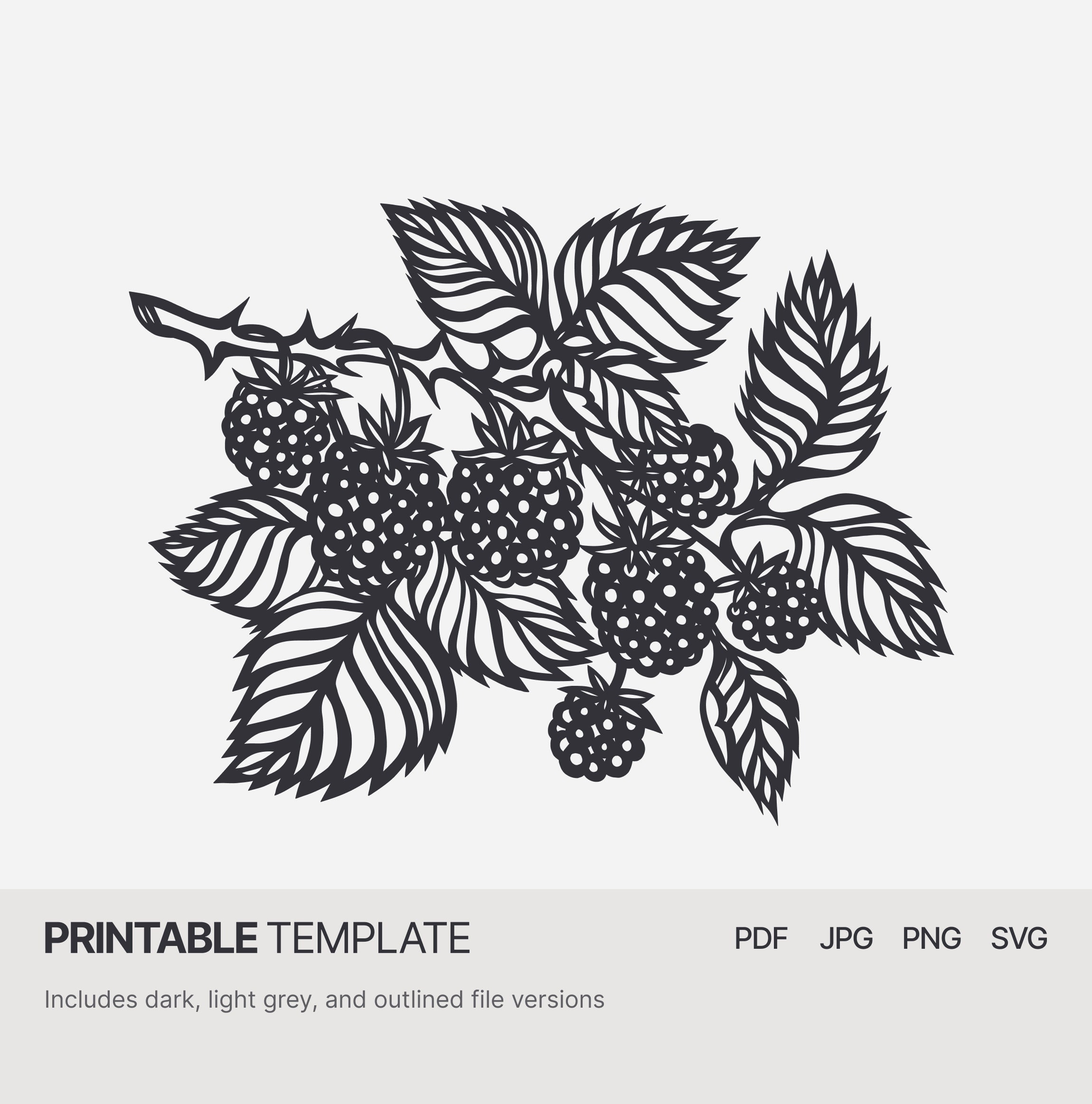 Blackberries PDF SVG JPG Papercut Template - Etsy
