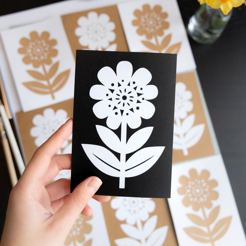 Decorative Sunflower Papercut PDF SVG JPG Paper Cut Out Template Simple ...