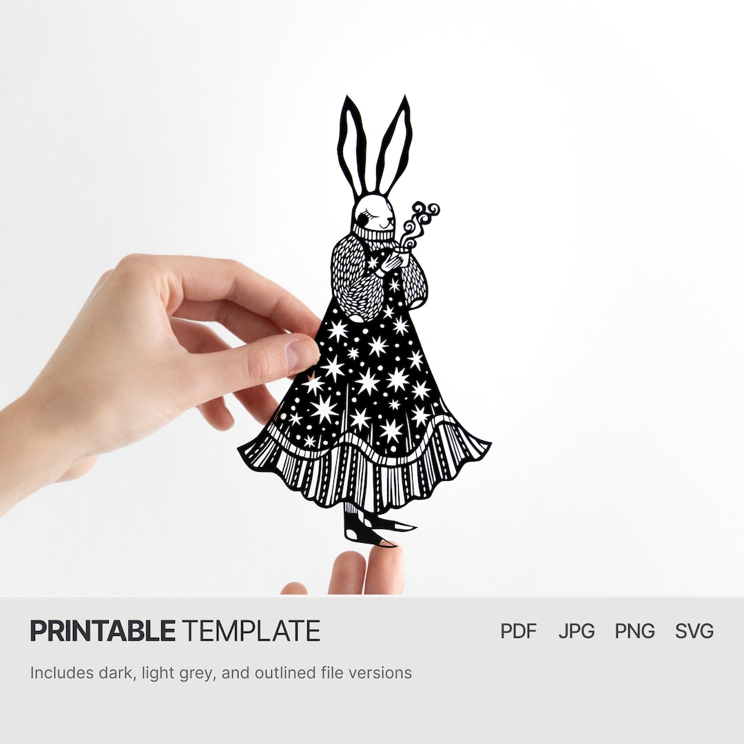 Cute Rabbit - Digital Papercut Template - PDF SVG JPG - Etsy