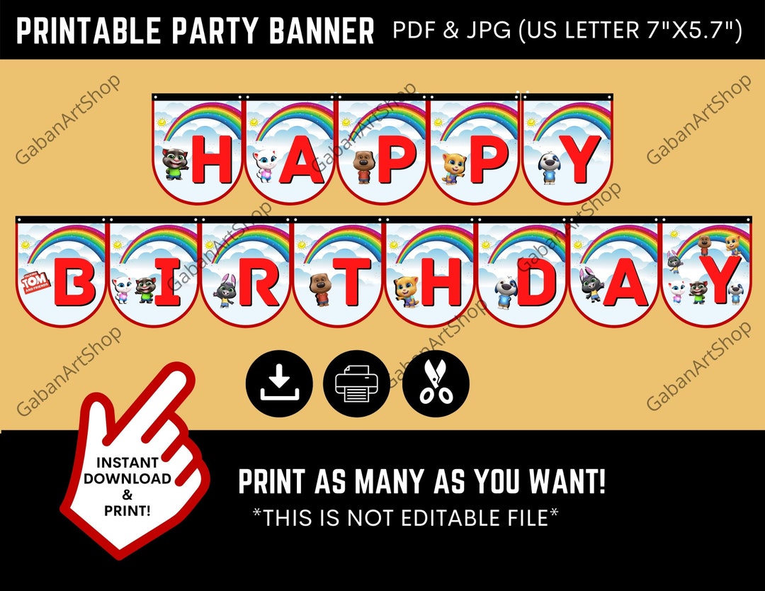 DIGITAL Printable : Instant Talking Tom and Friends Party Banner - Etsy