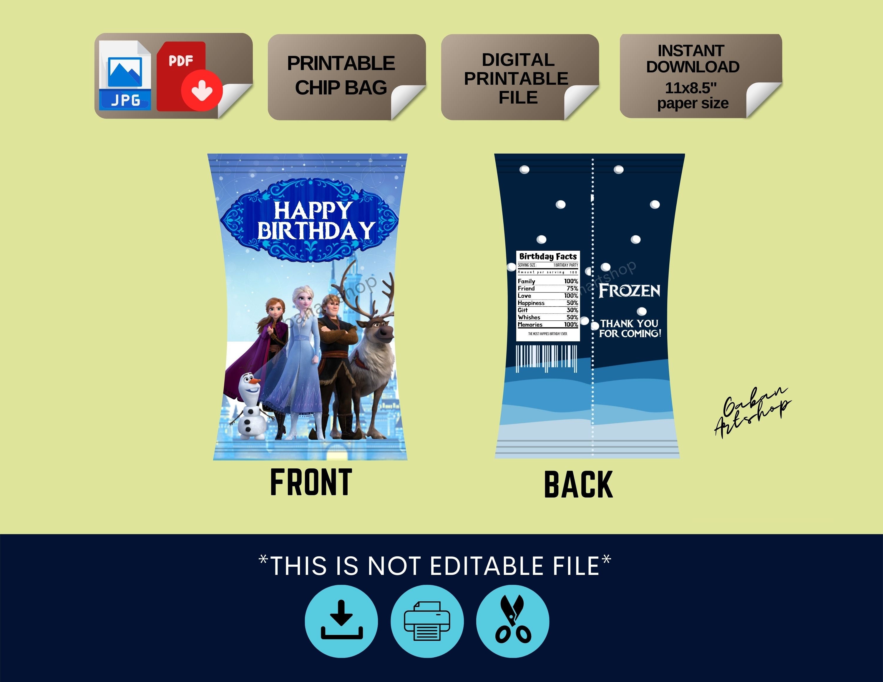 Printable Frozen Party Kit Frozen Cake Topper Frozen Party - Etsy