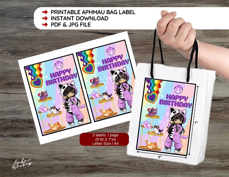 DIGITAL Printable: Instant Aphmau Paper Gift Bag Label - Etsy Australia