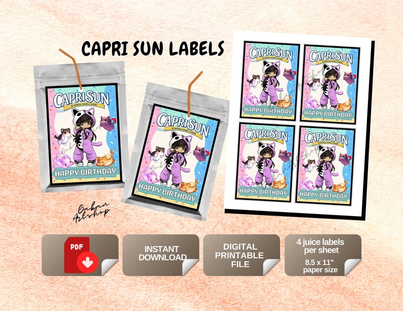 Printable Aphmau Capri Sun Label Aphmau Birthday Topper - Etsy