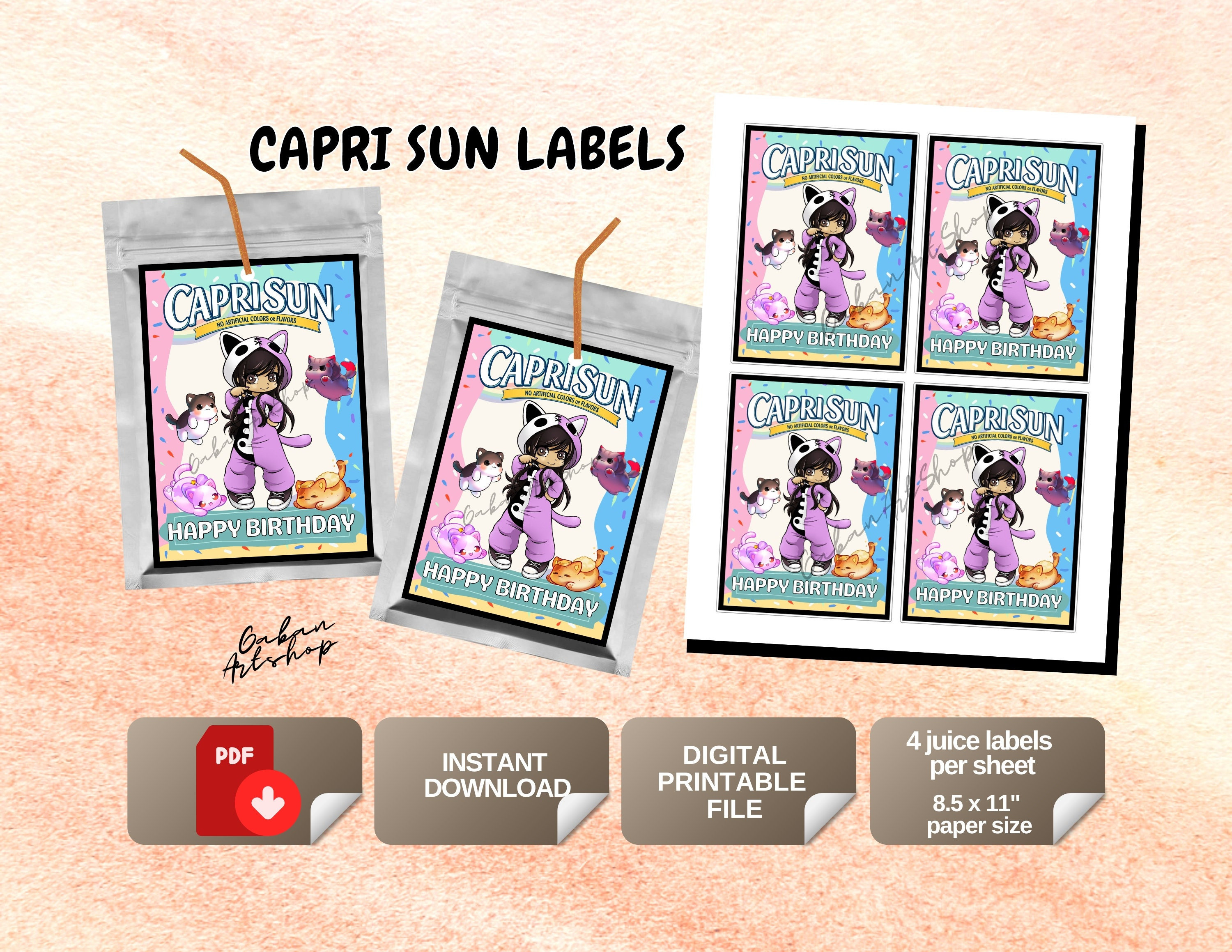 Printable Aphmau Capri Sun Label Aphmau Birthday Topper - Etsy Denmark