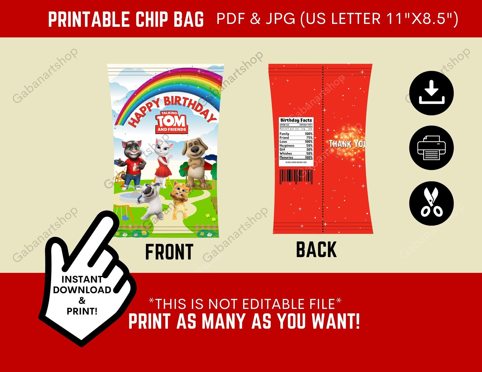 Printable Talking Tom and Friends Party Kit Talking Tom and - Etsy