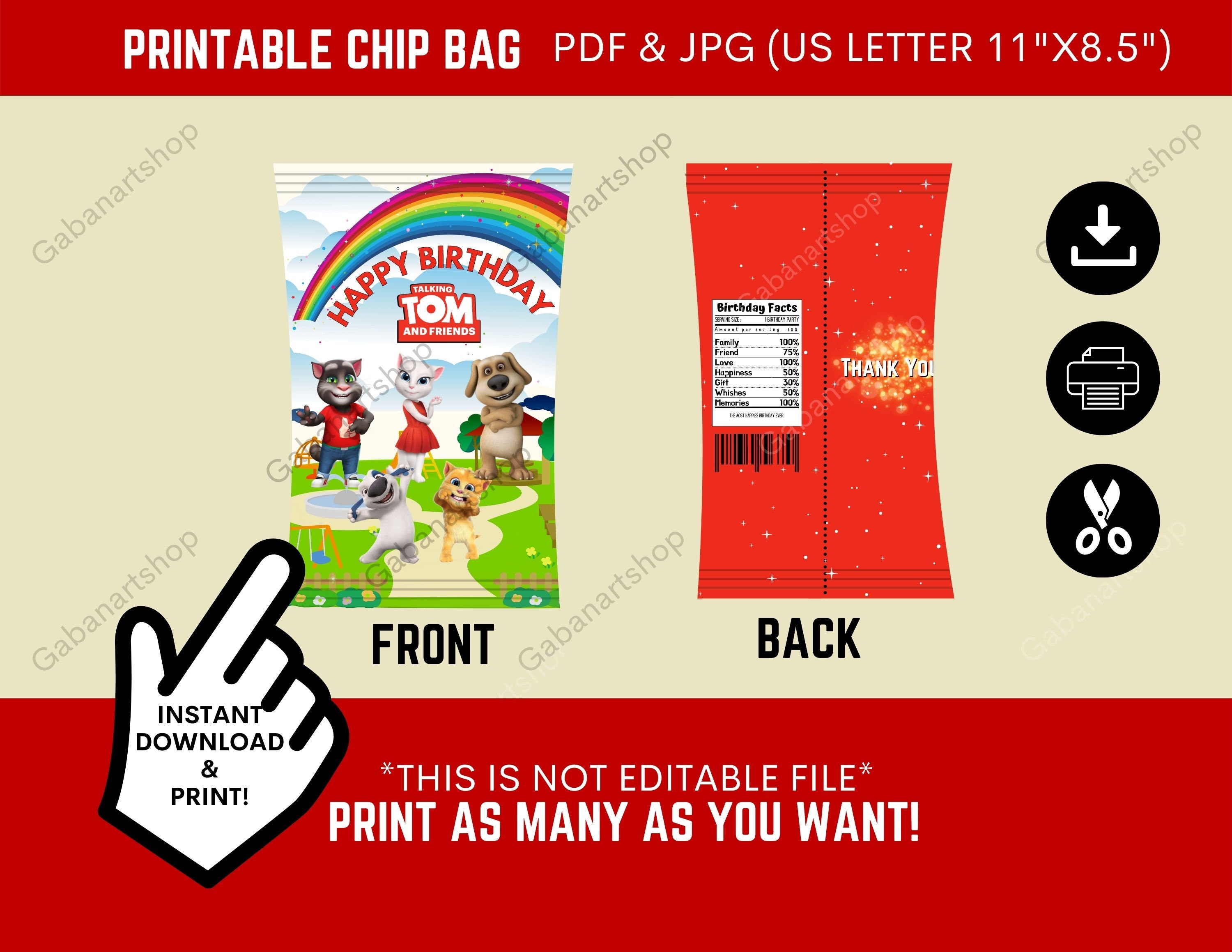 Printable Talking Tom and Friends Party Kit Talking Tom and - Etsy