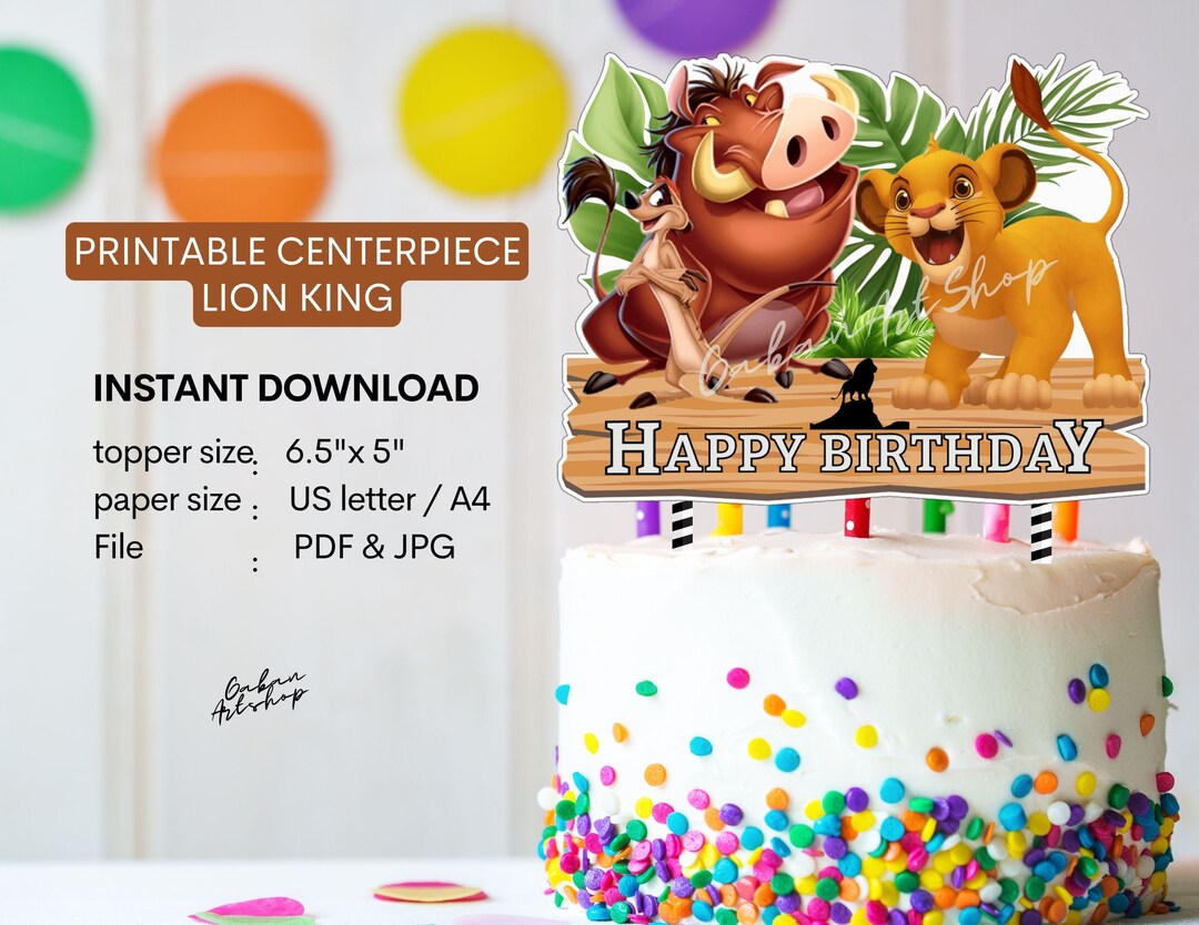 DIGITAL Printable : Instant Download Lion King Centerpiece | Simba ...