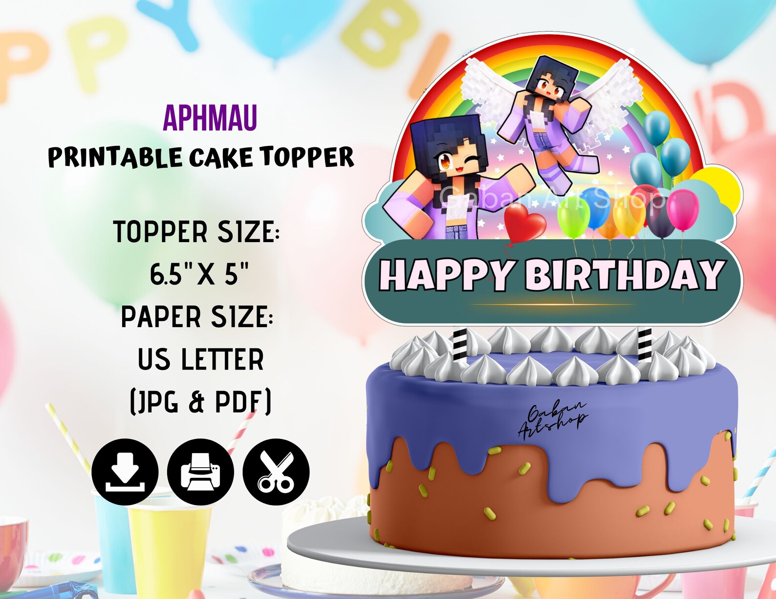 Printable Aphmau Centerpiece, Aphmau Birthday Topper, Aphmau Party Bundle - Etsy
