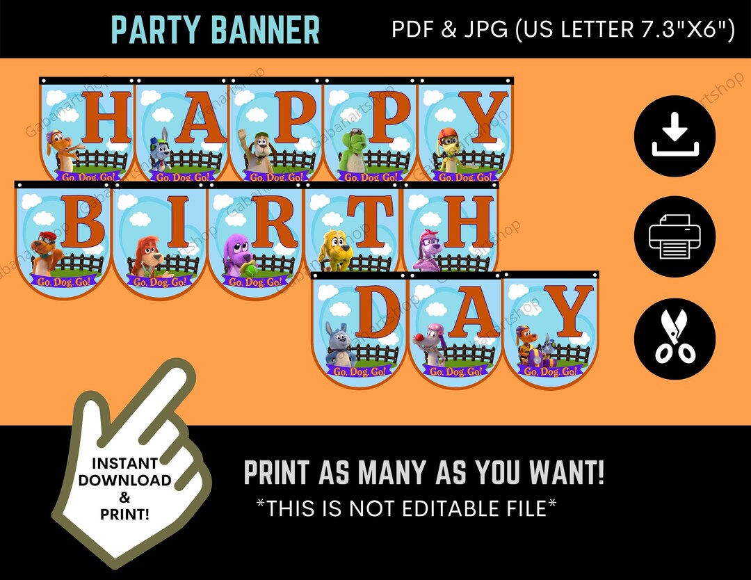 DIGITAL Printable : Instant Go Dog Go Party Banner - Etsy
