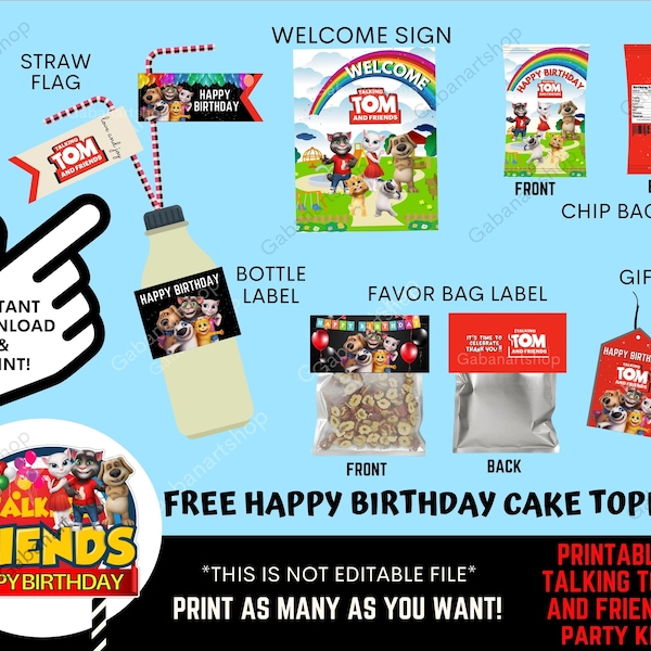 Talking Tom Birthday Cake Topper - Etsy