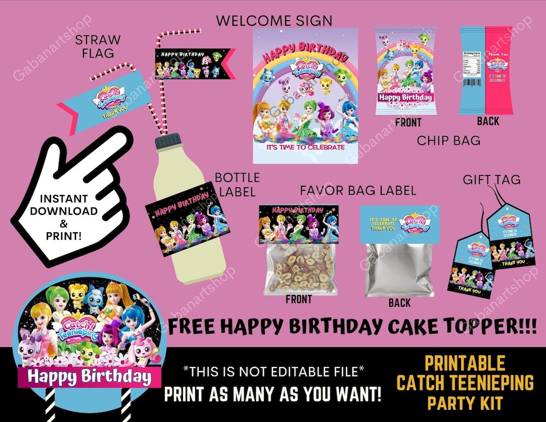 Printable Catch Teenieping Party Kit, Catch Teenieping Cake Topper ...