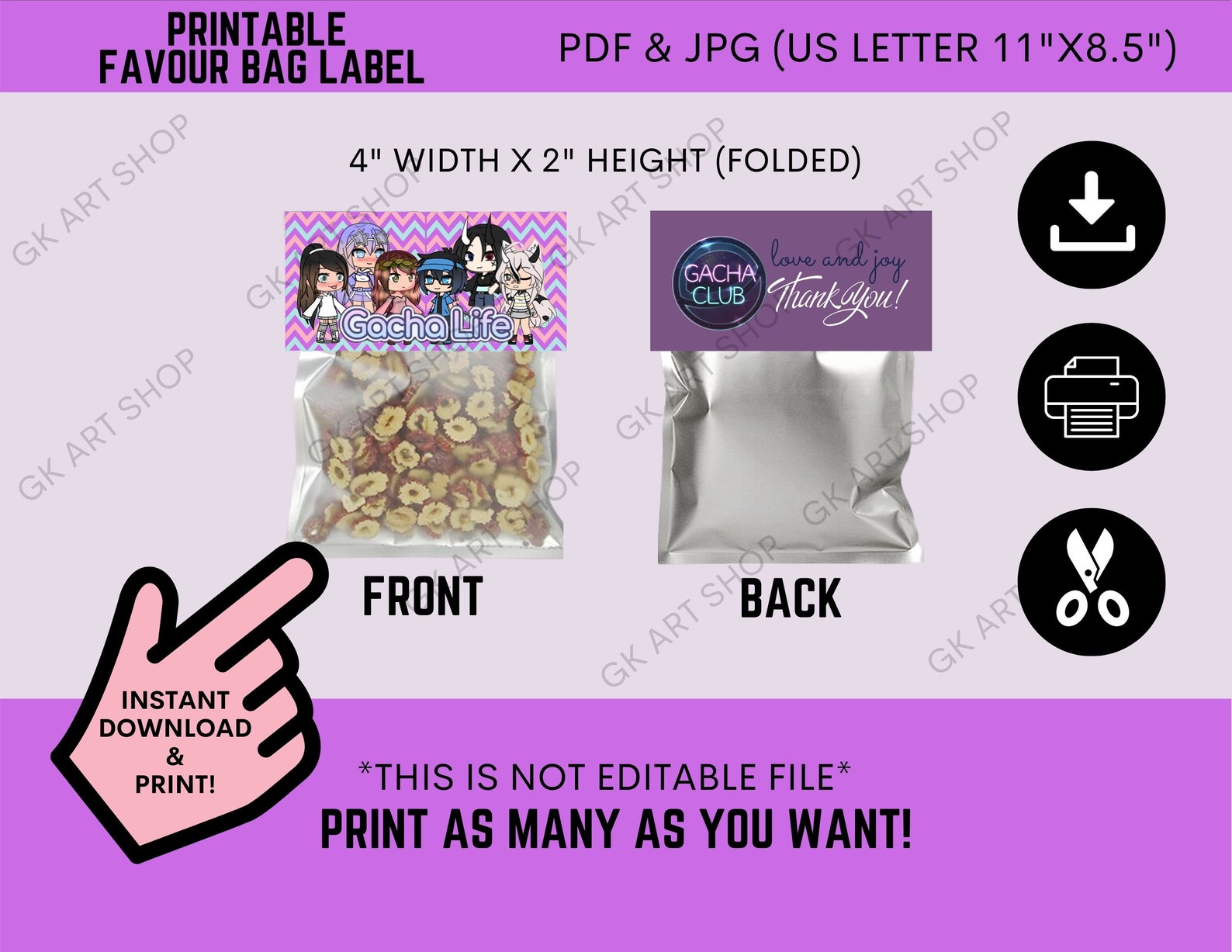 Printable Gacha Life Party Kit, Gacha Life Cake Topper, Gacha Life ...