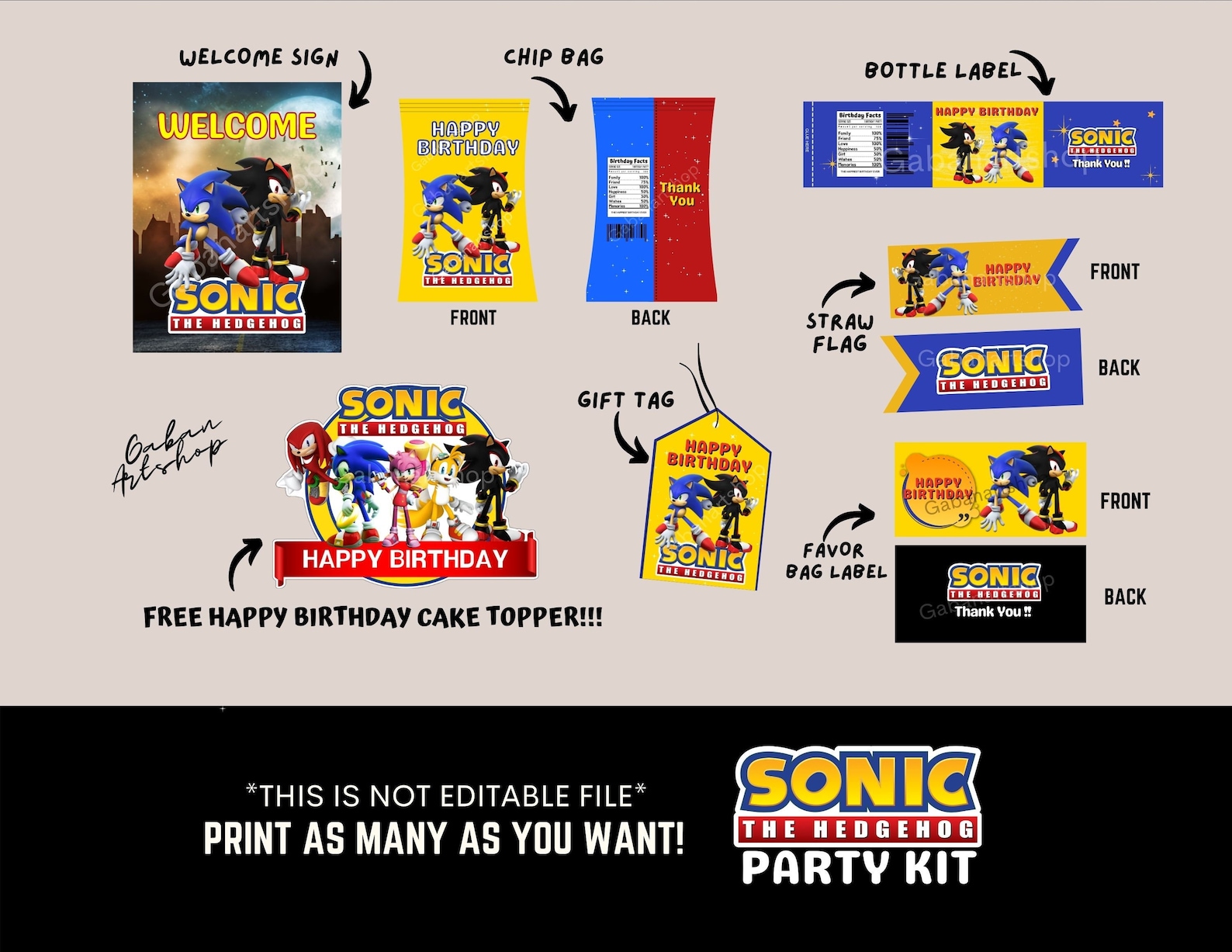 Printable Sonic the Hedgehog Party Kit Sonic the Hedgehog | Etsy