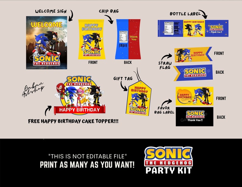 Printable Sonic the Hedgehog Party Kit Sonic the Hedgehog - Etsy