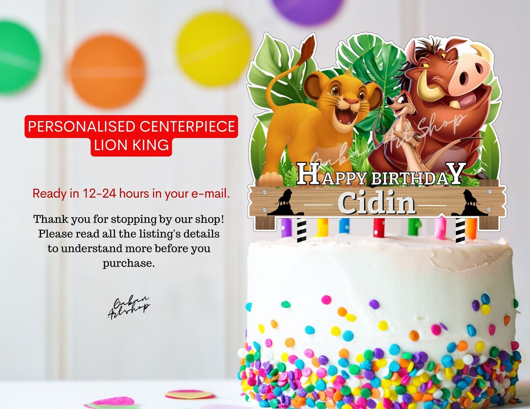 DIGITAL Printable : Personalised Lion King Centerpiece Simba Timon ...