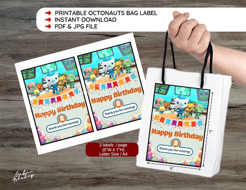 DIGITAL Printable: Instant Octonauts Paper Gift Bag Label - Etsy