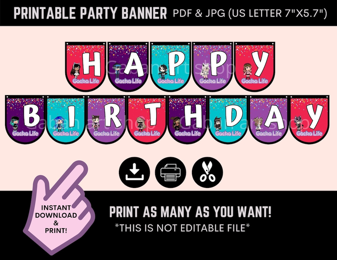 DIGITAL Printable : Instant Gacha Life Party Banner - Etsy