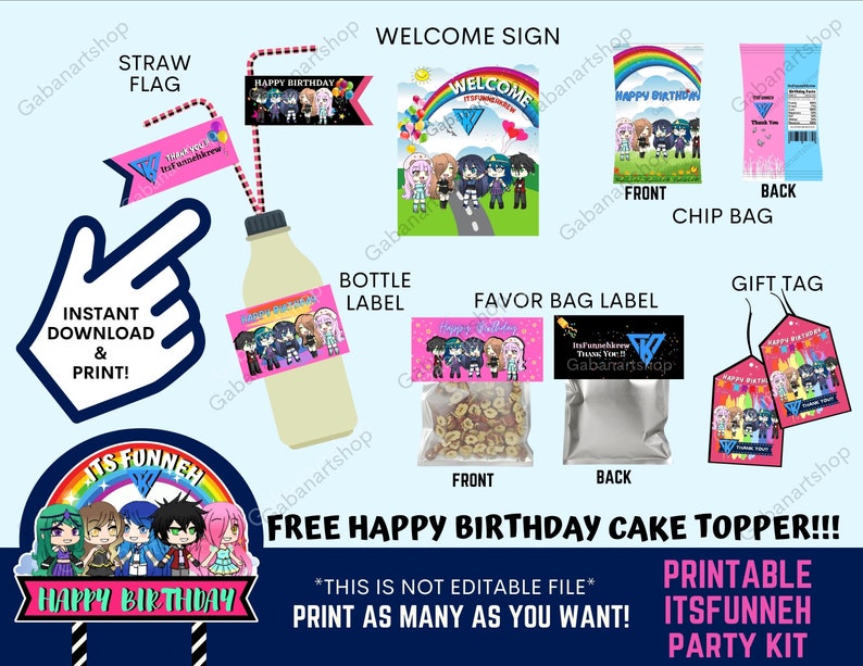 Printable Itsfunneh Party Kit Itsfunneh Cake Topper - Etsy