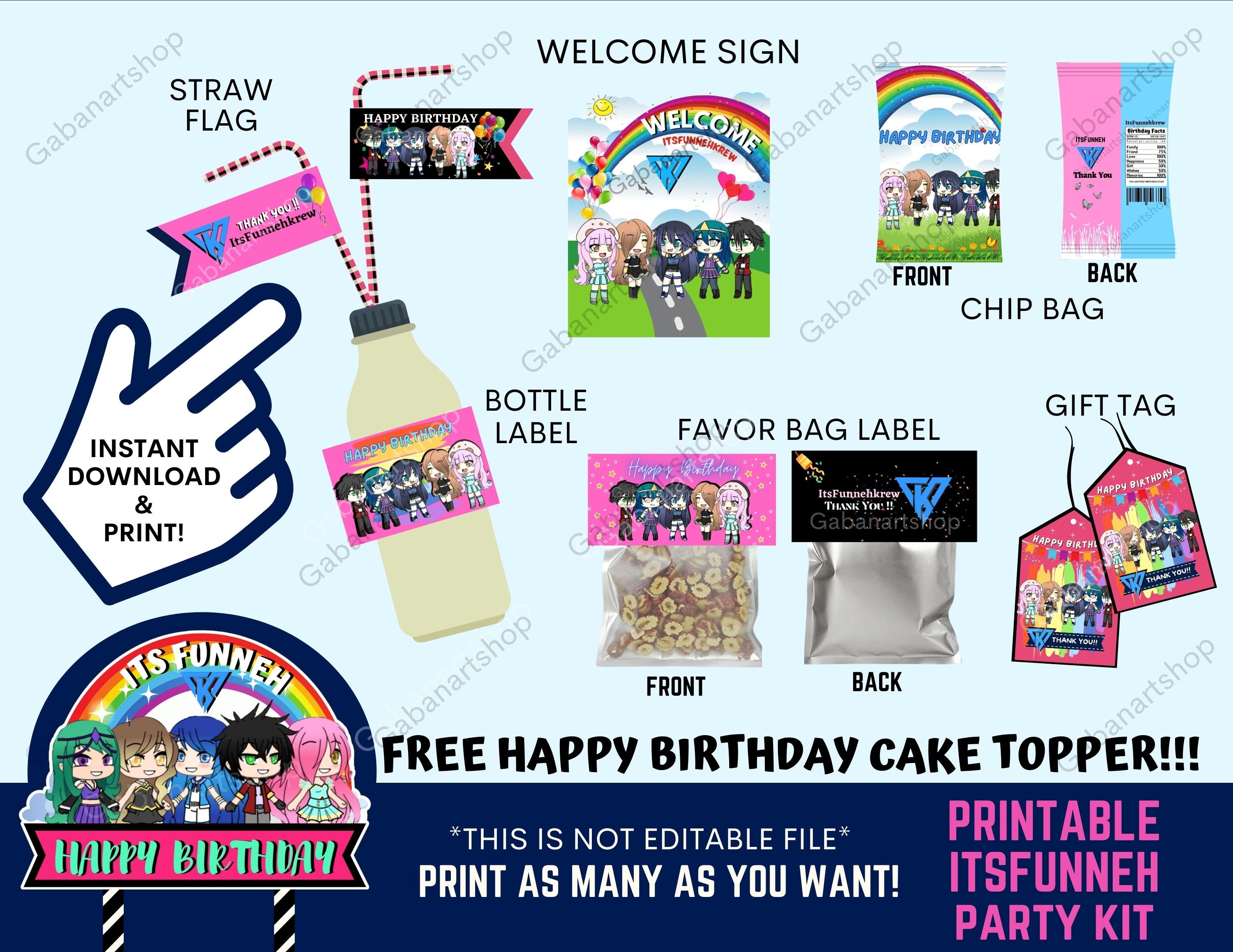 Printable Itsfunneh Party Kit Itsfunneh Cake Topper - Etsy