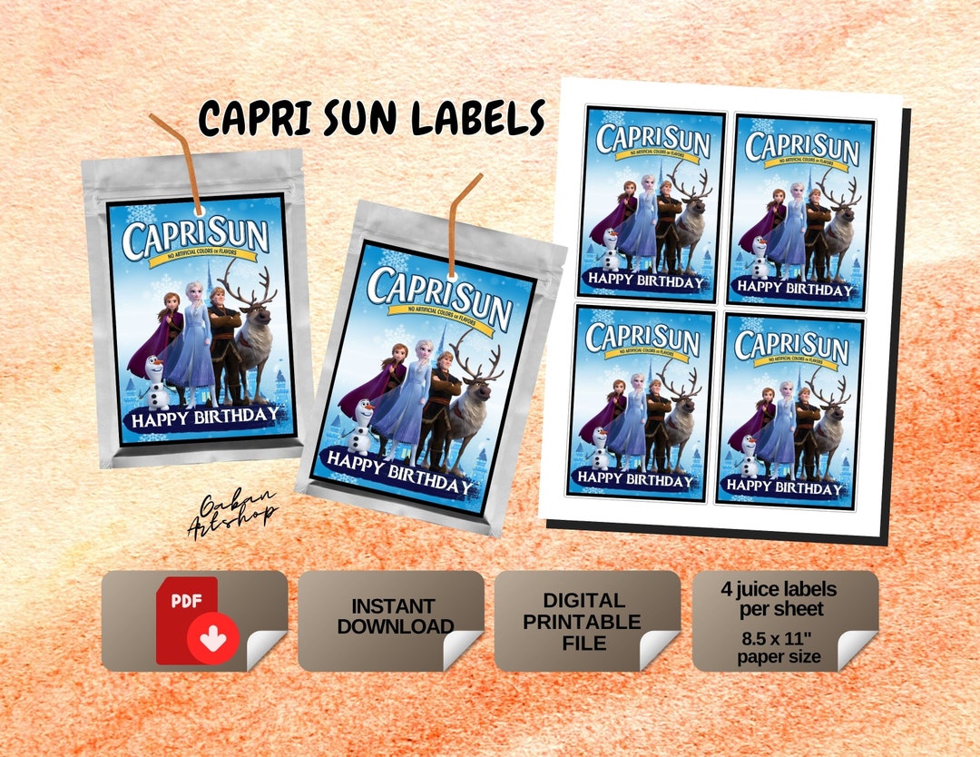 Printable Frozen Capri Sun Labels, Frozen Centerpiece, Frozen Cake ...