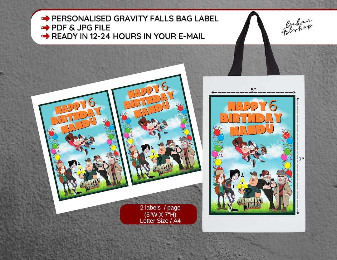 DIGITAL Printable: Personalised Gravity Falls Paper Gift Bag Label - Etsy