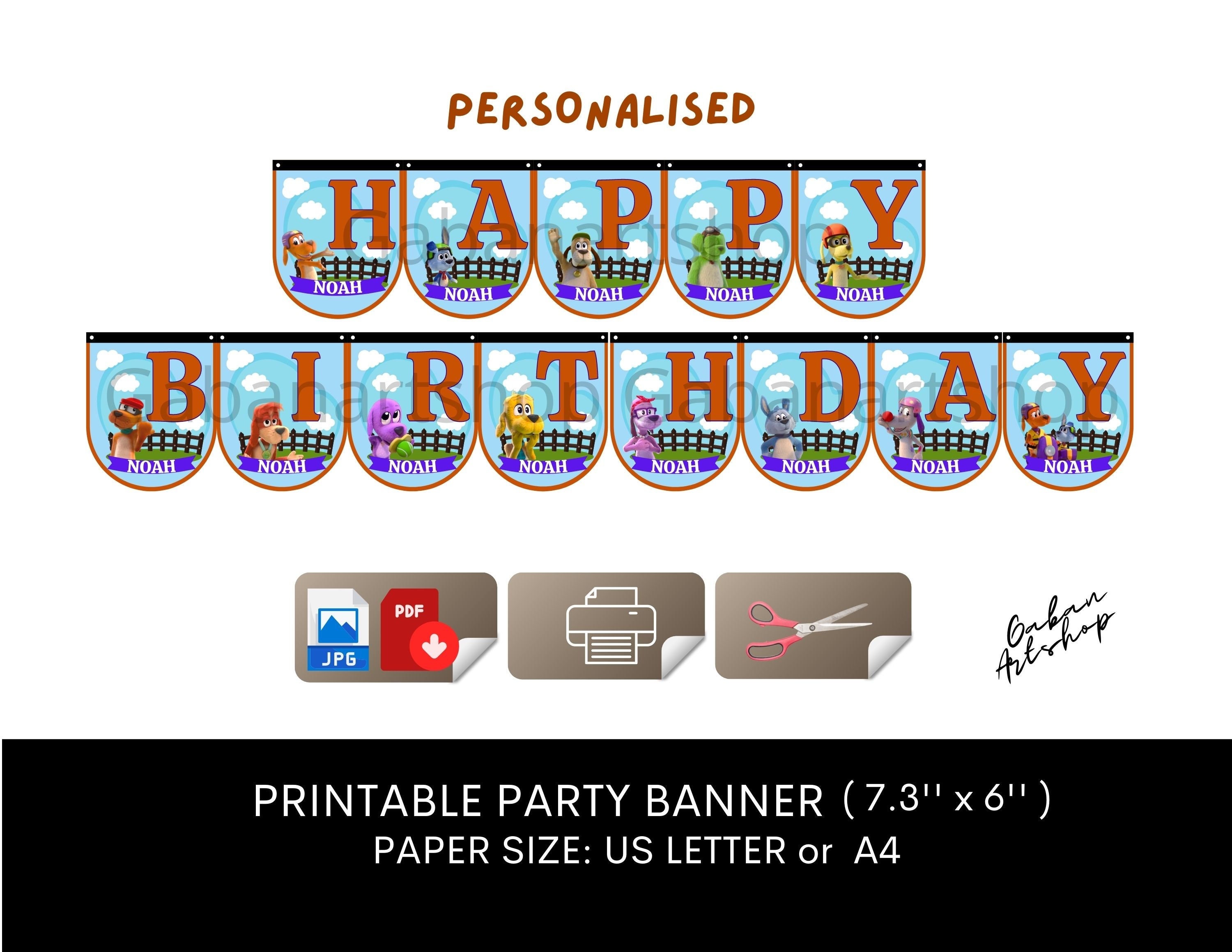 Personalised Printable Go Dog Go Party Banner, Go Dog Go Cake Topper ...