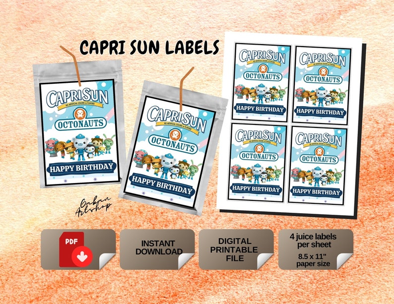 Printable Octonauts Capri Sun Labels, Octonauts Cake Topper, Octonauts ...