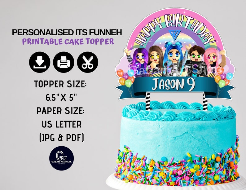 Personalised Printable Itsfunneh Roblox Centerpiece, Itsfunneh Cake ...