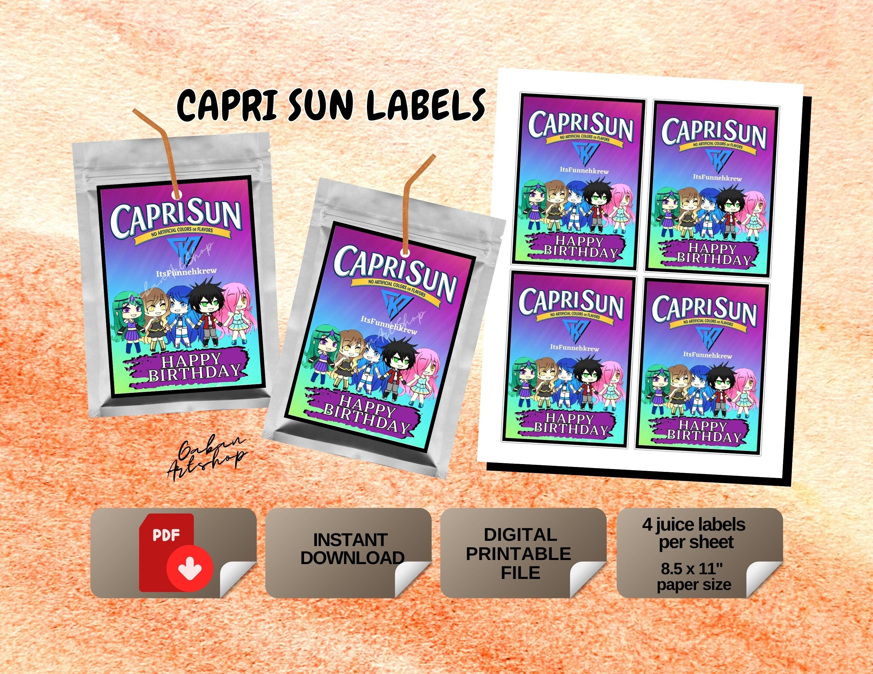 Printable Itsfunneh Caprisun Labels, Itsfunneh Cake Topper, Itsfunneh ...
