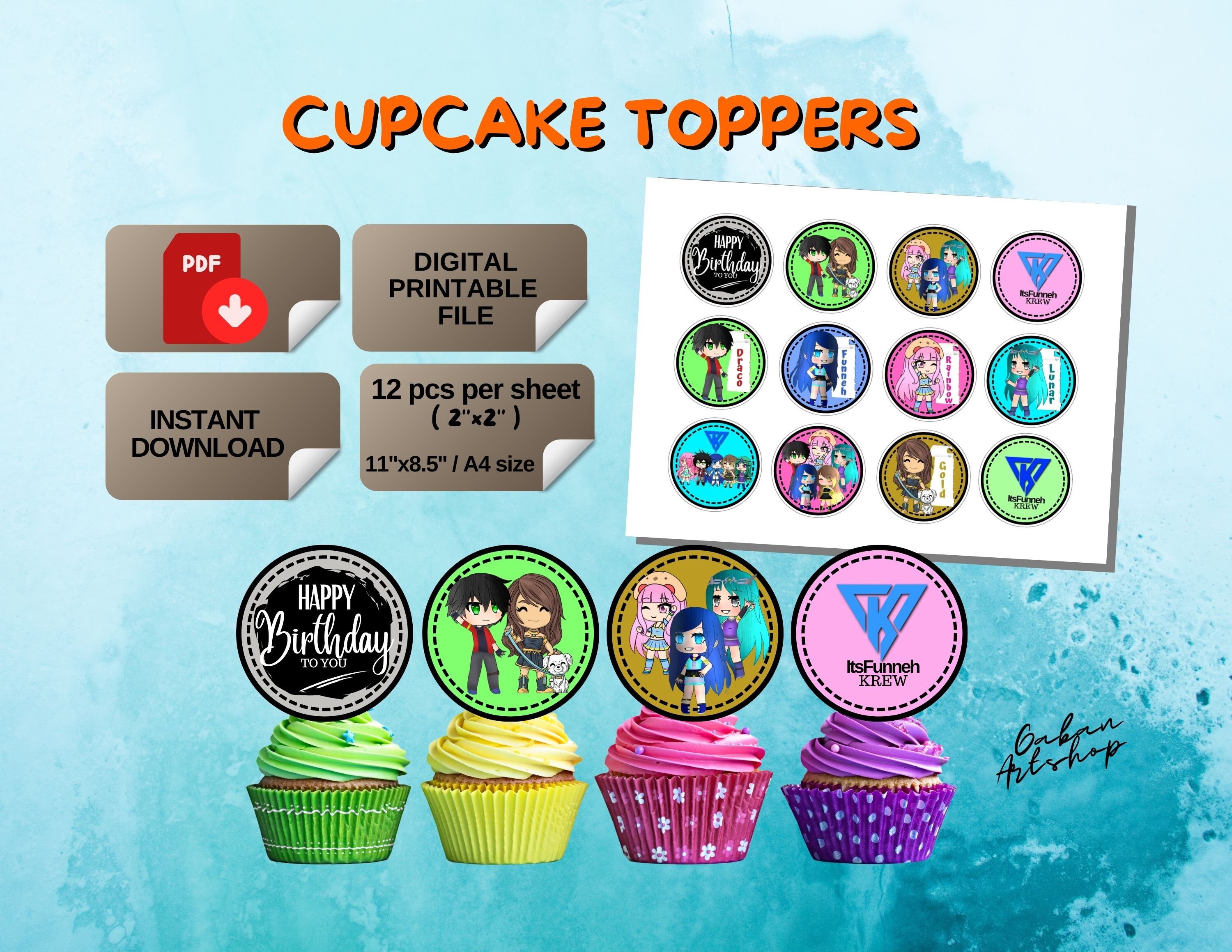 Its Funneh Cupcake Topper Personalised Printable Its Funneh Cake Topper ...