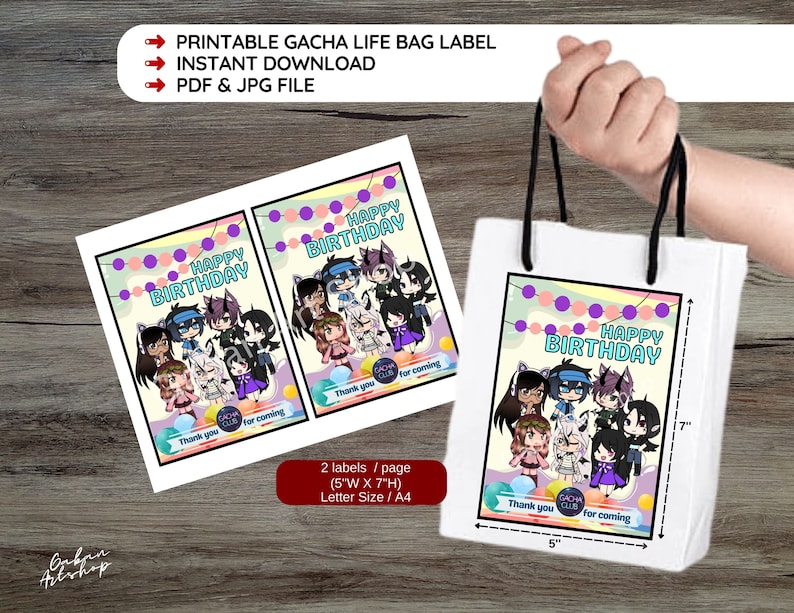 DIGITAL Printable: Instant Gacha Life Paper Gift Bag Label - Etsy