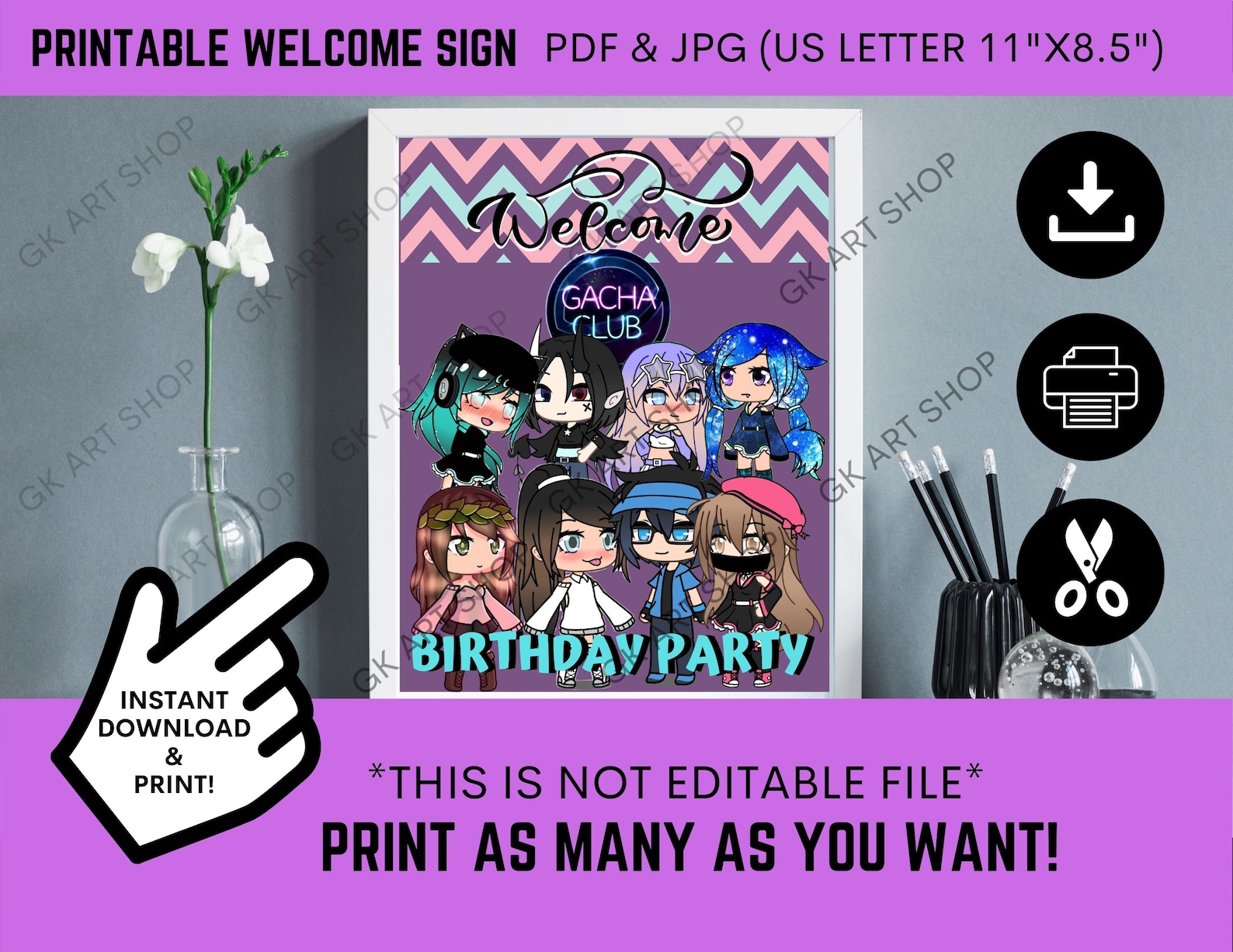 Printable Gacha Life Party Kit Gacha Life Cake Topper Gacha - Etsy UK