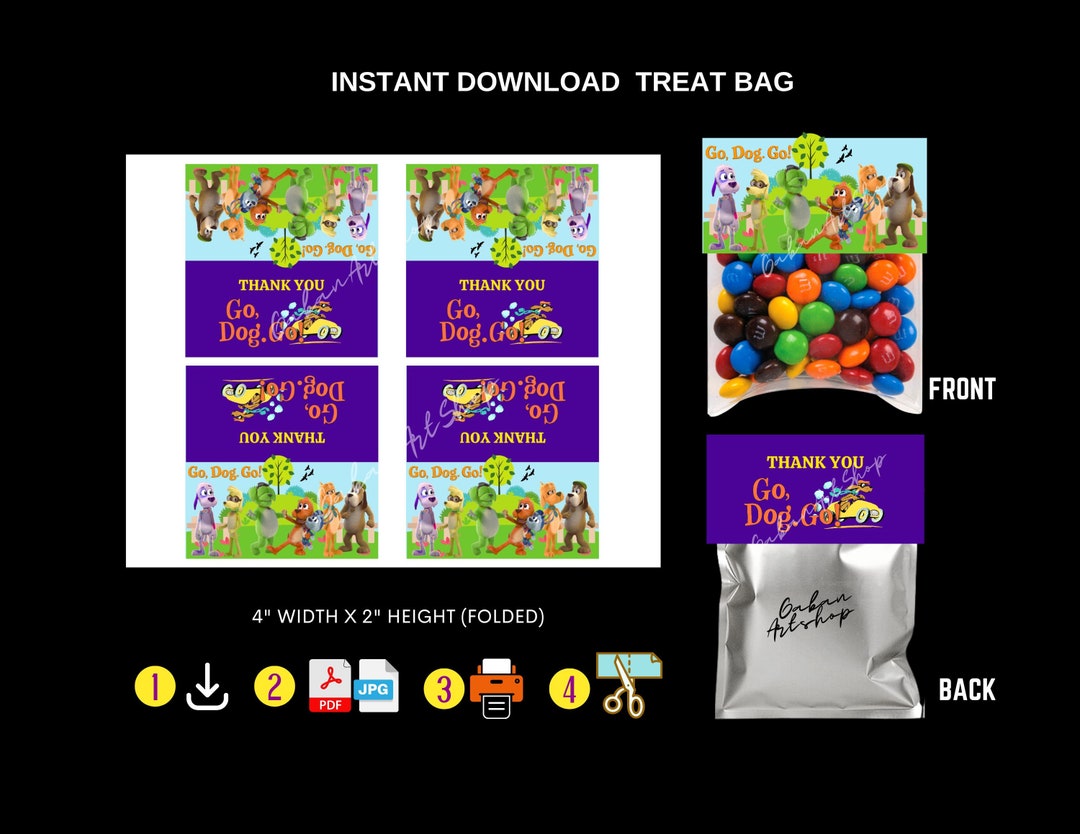 DIGITAL Printable: Instant Go Dog Go Treat Bag Topper - Etsy