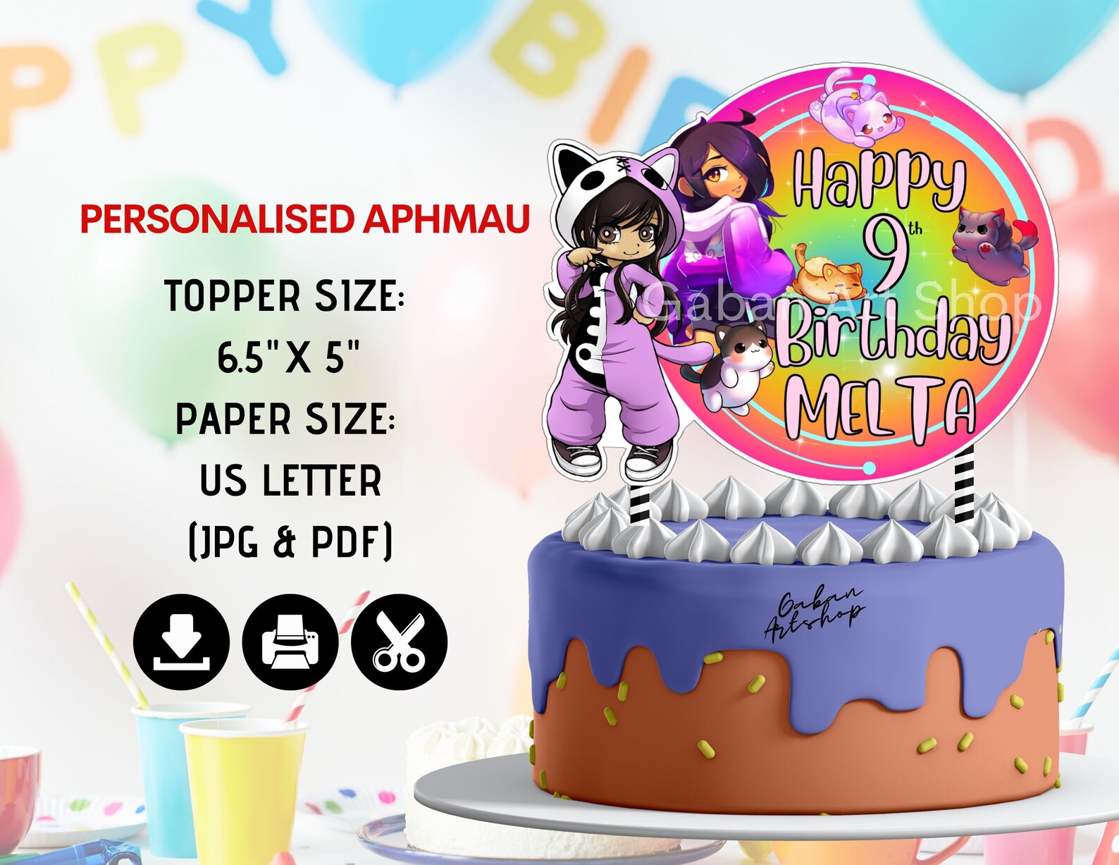 Personalised Printable Aphmau Centerpiece, Aphmau Birthday Topper ...