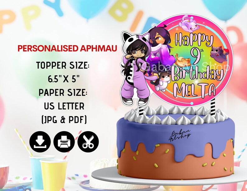 Personalised Printable Aphmau Centerpiece, Aphmau Birthday Topper ...