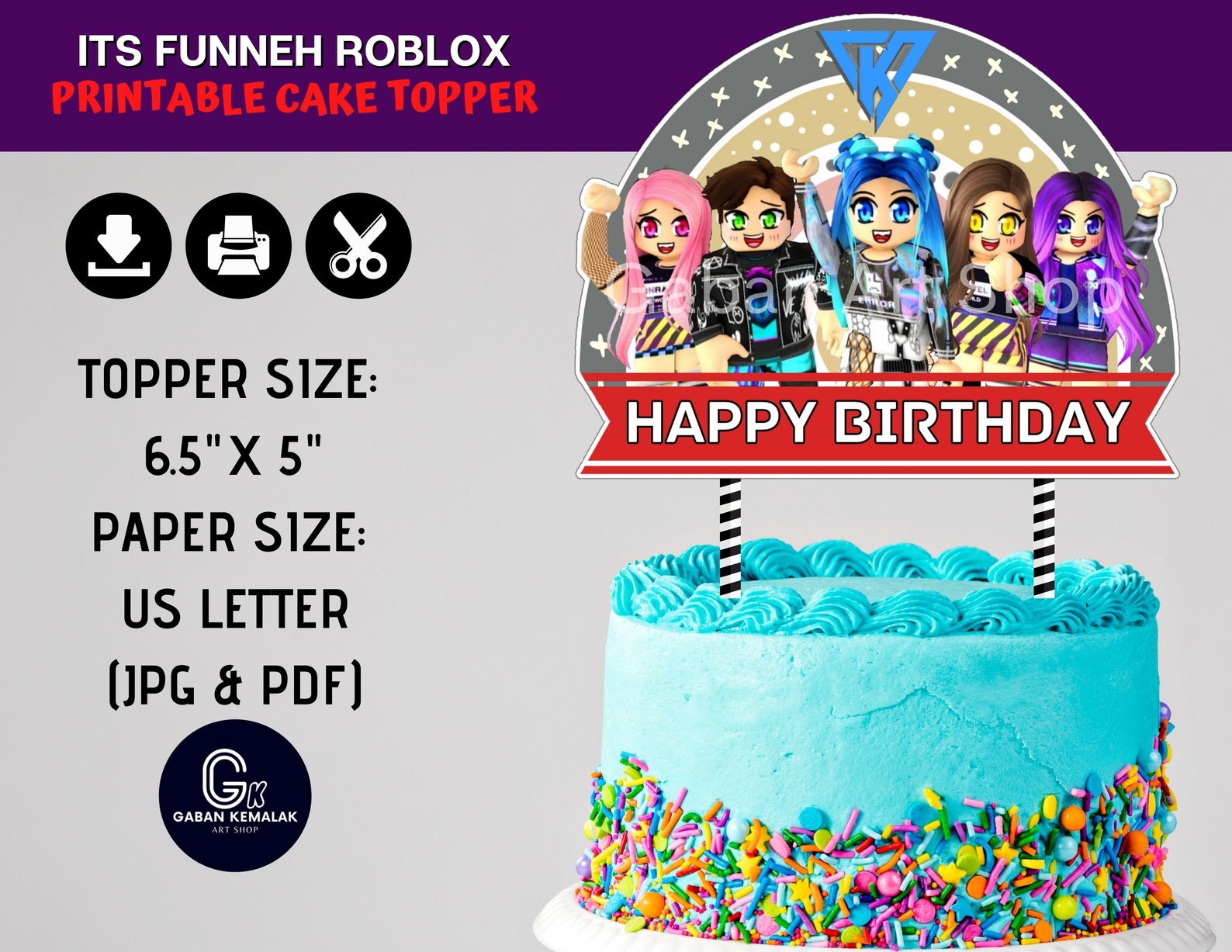 Printable Itsfunneh Roblox Centerpiece Itsfunneh Cake Topper - Etsy