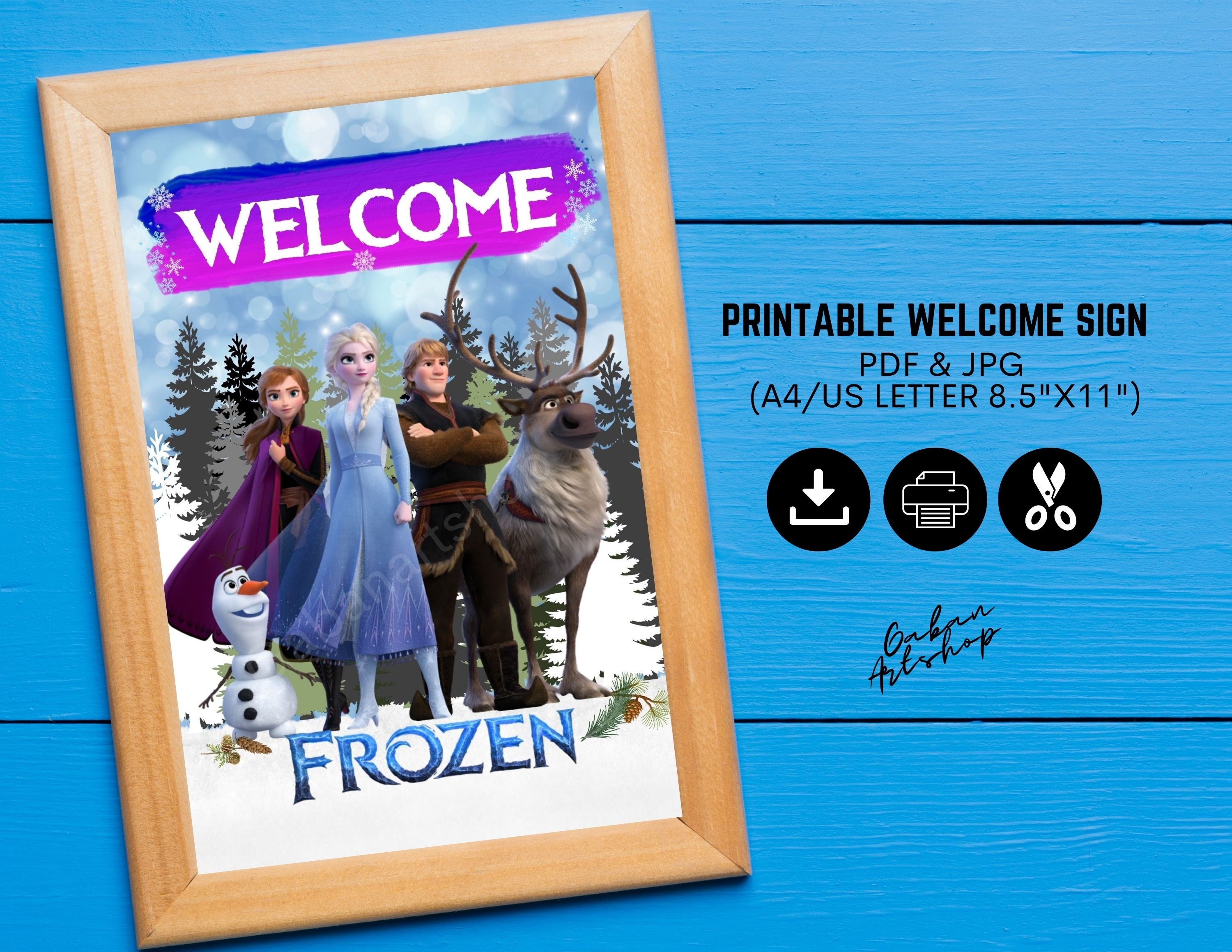 Printable Frozen Welcome Sign Frozen Centerpiece Frozen Cake - Etsy