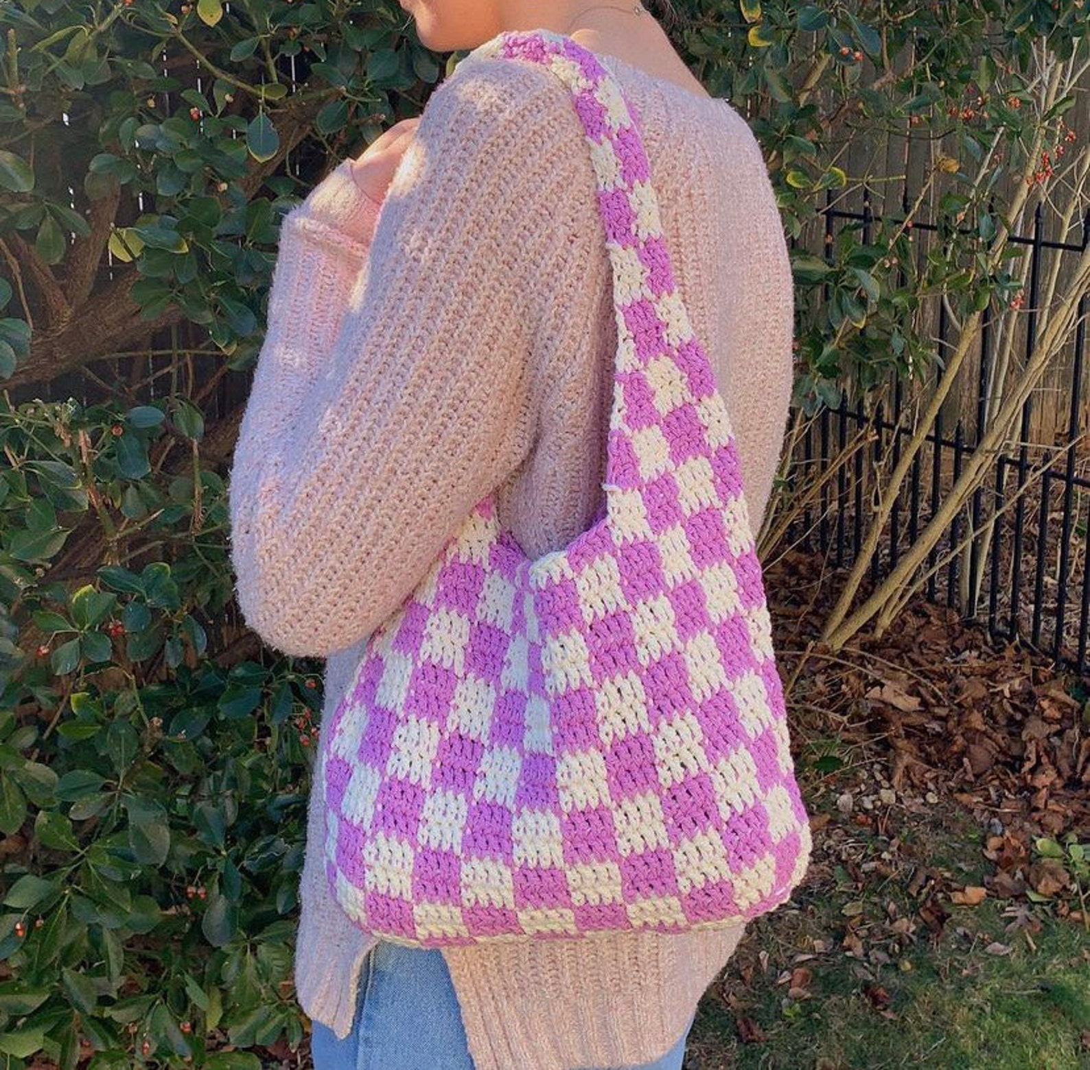 Crochet Checkered Tote Bag Pattern PDF Download - Etsy