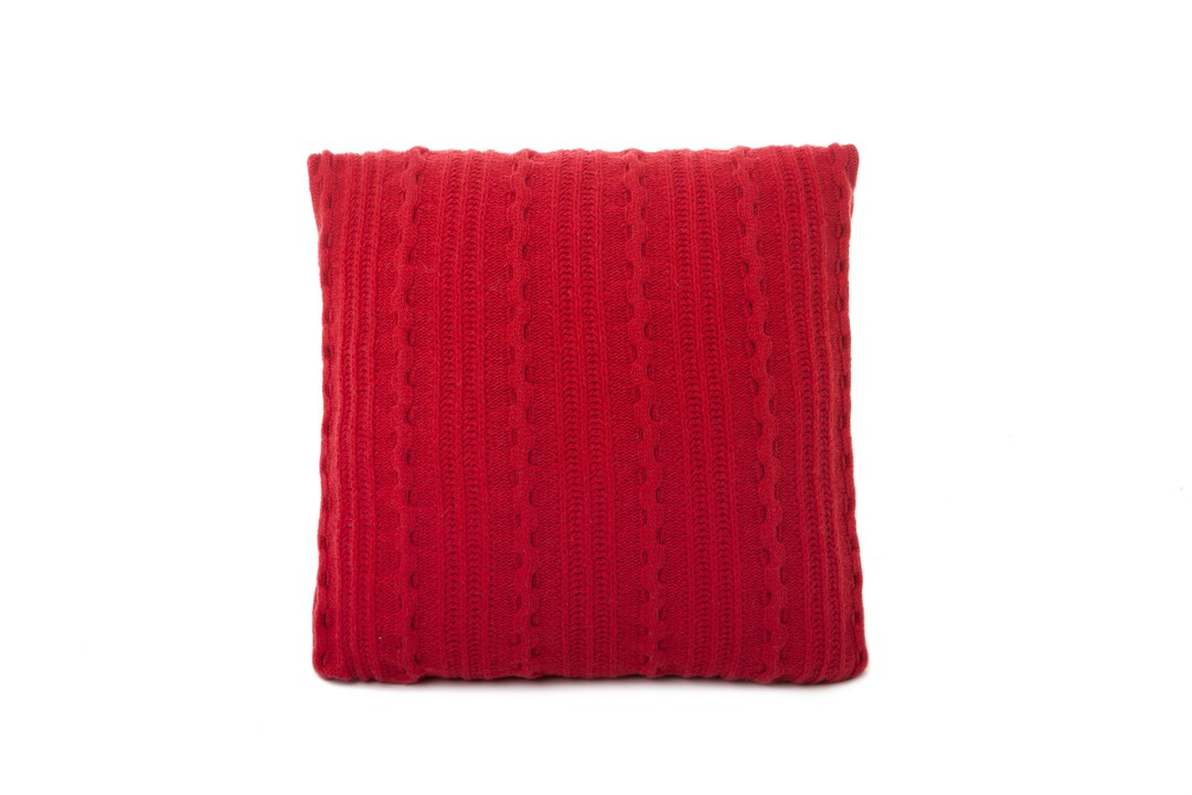 Red Textured Pillow, Christmas Pillow, Cosy Room Decor, Wool Pillow ...