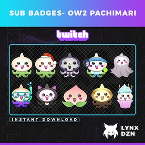 Twitch Sub Badges and Emotes | Overwatch Pachimari Bit Badges | Twitch ...