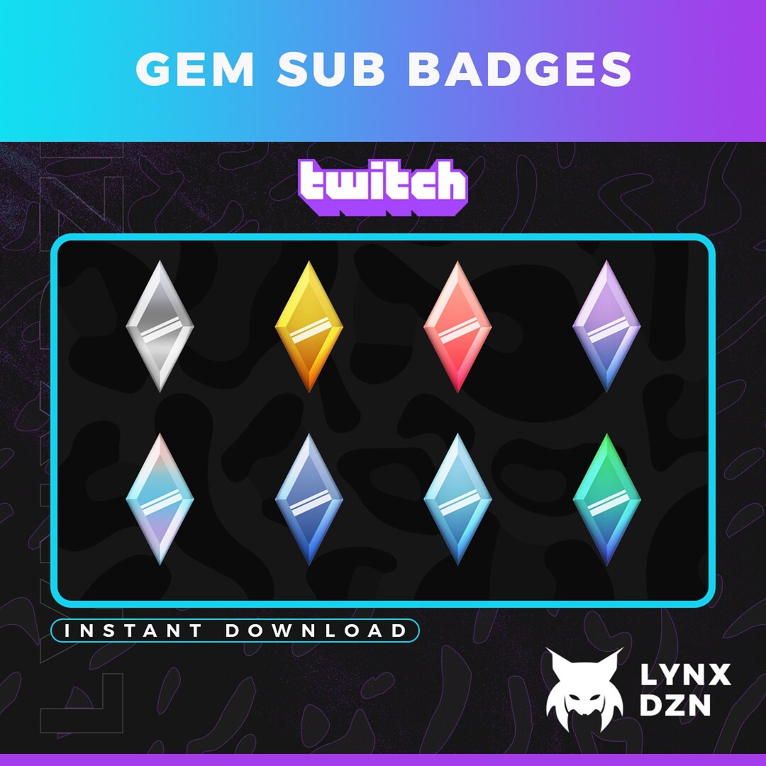 Twitch Sub Badges | Gemstone Collection | Sub Bit Loyalty Badge Pack ...
