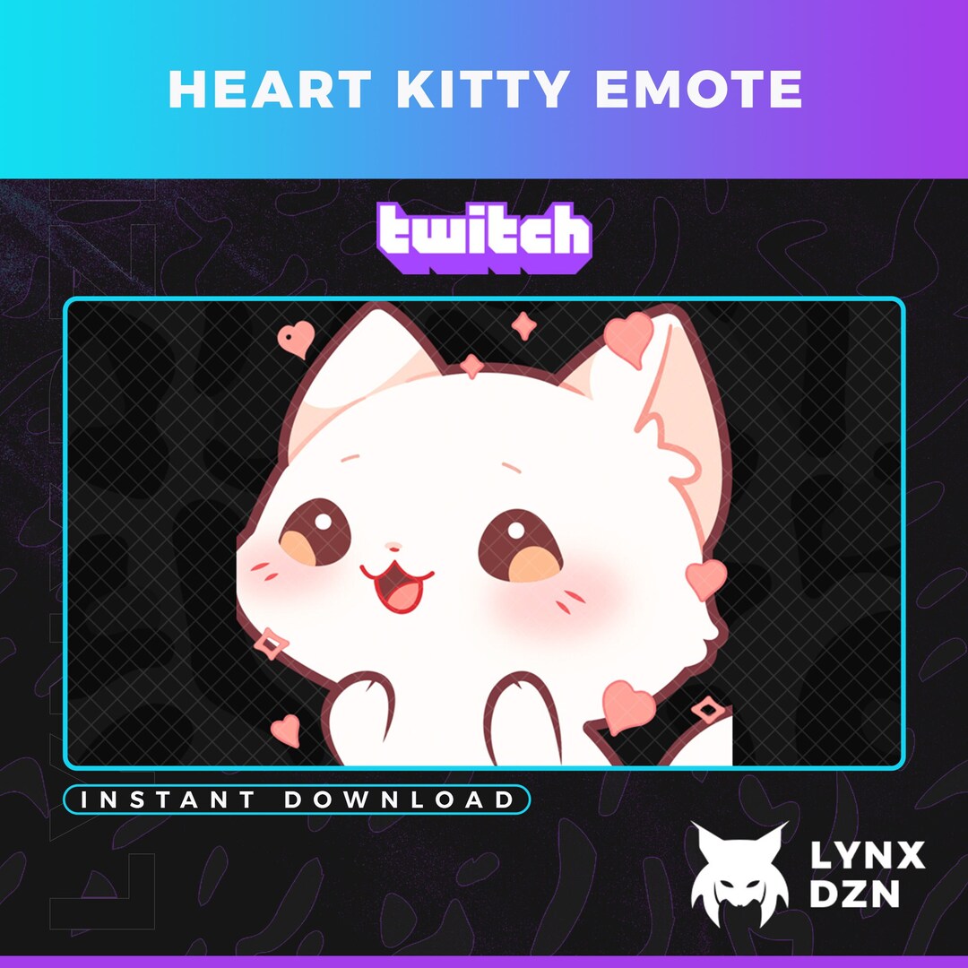 Animated Heart Kitty Twitch Emote | Twitch and Discord Emotes | Cat ...
