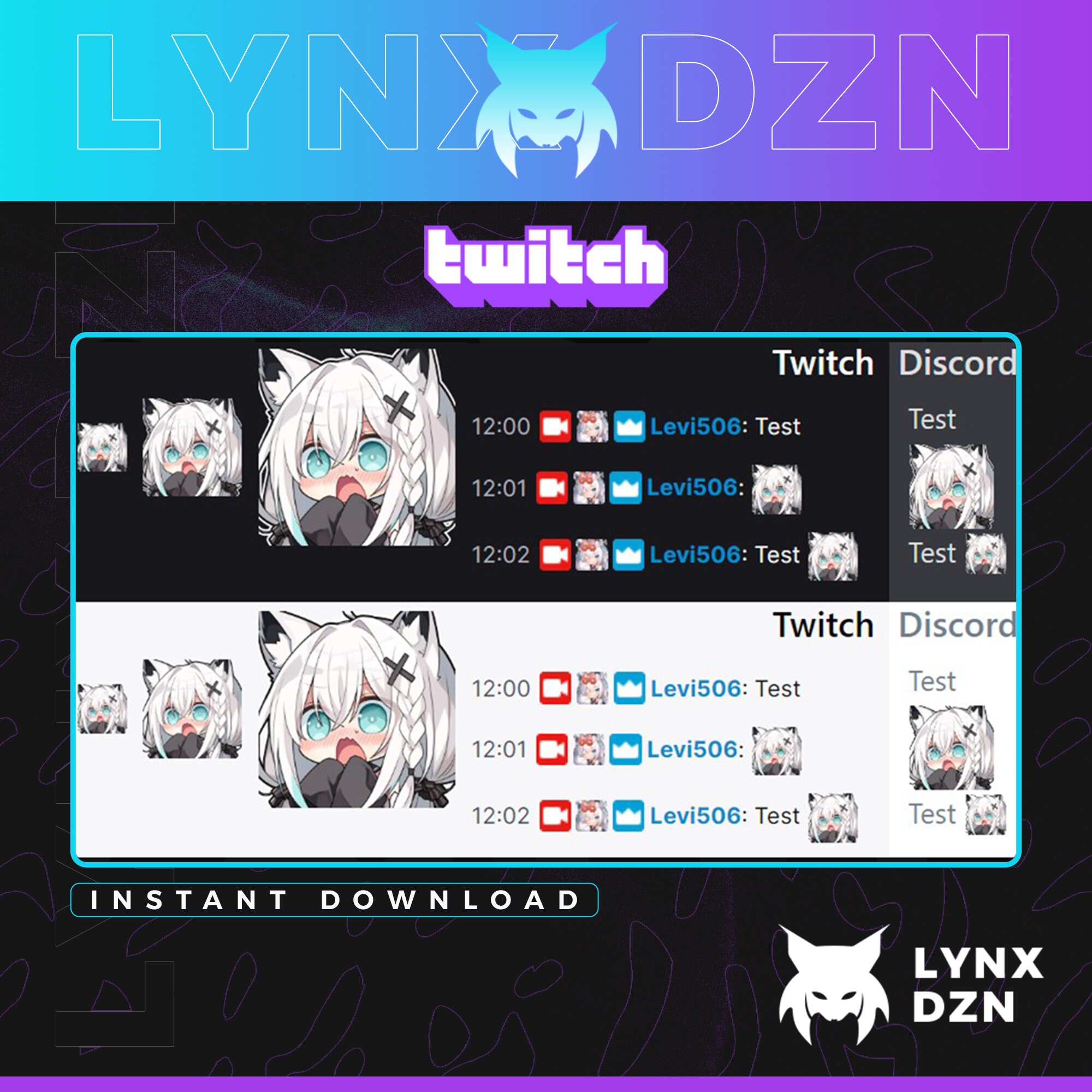 Chibi Cat Girl | Twitch and Discord Emotes | White Haired Anime Girl ...